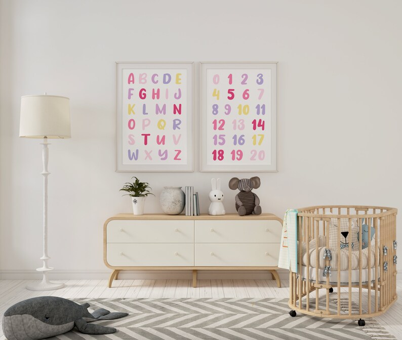 DIGITAL DOWNLOAD Pink Princess Alphabet and Numbers Posters Printables ...