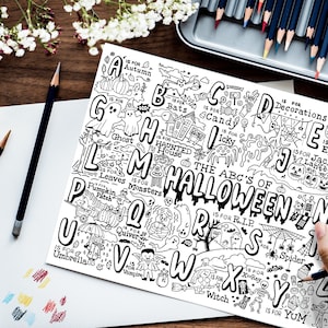 PRINTABLE Halloween Alphabet Coloring Page - Etsy