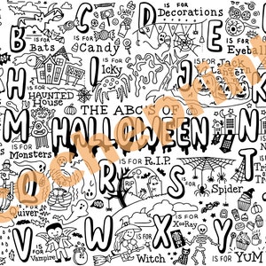 PRINTABLE Halloween Alphabet Coloring Page - Etsy