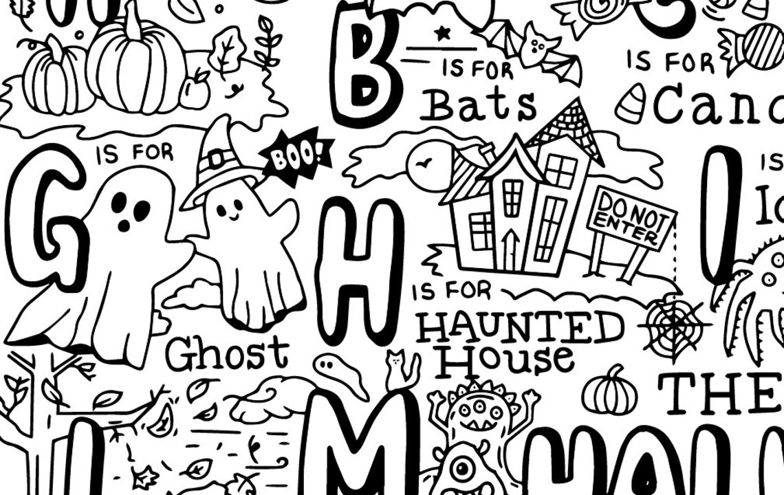 PRINTABLE Halloween Alphabet Coloring Page - Etsy