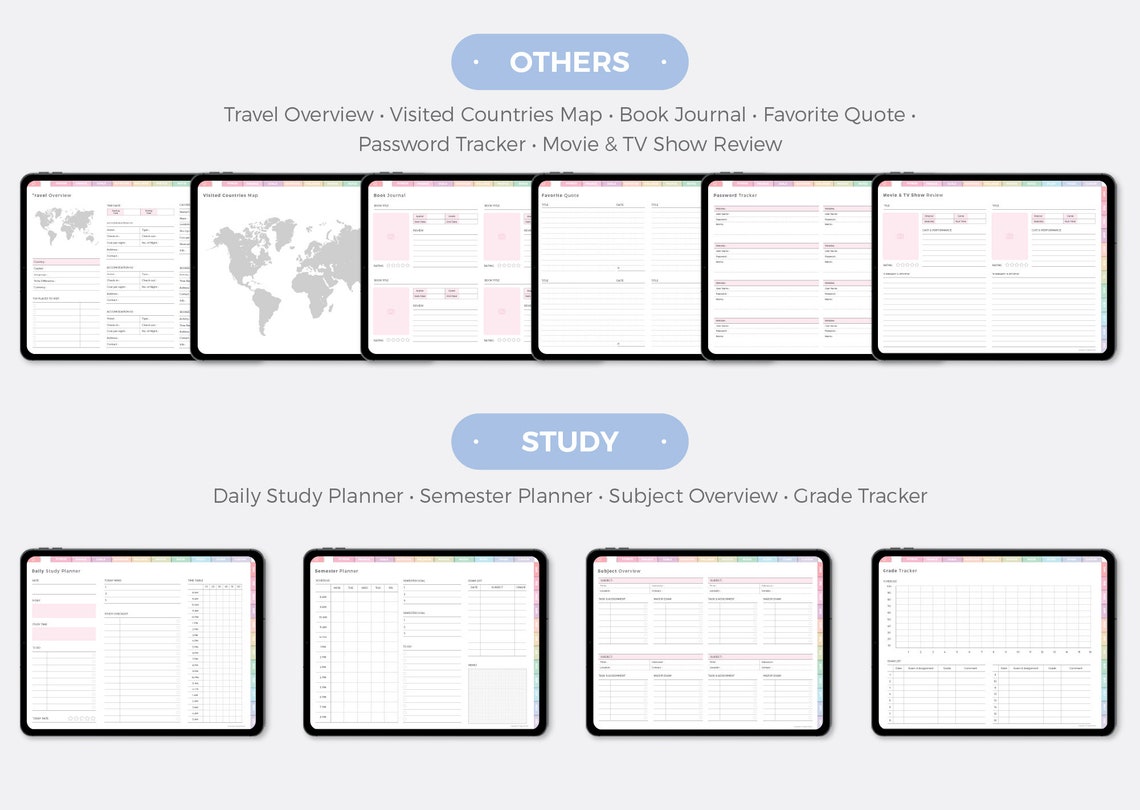 Undated Pastel Digital Planner, Goodnotes Planner, iPad Diary ...
