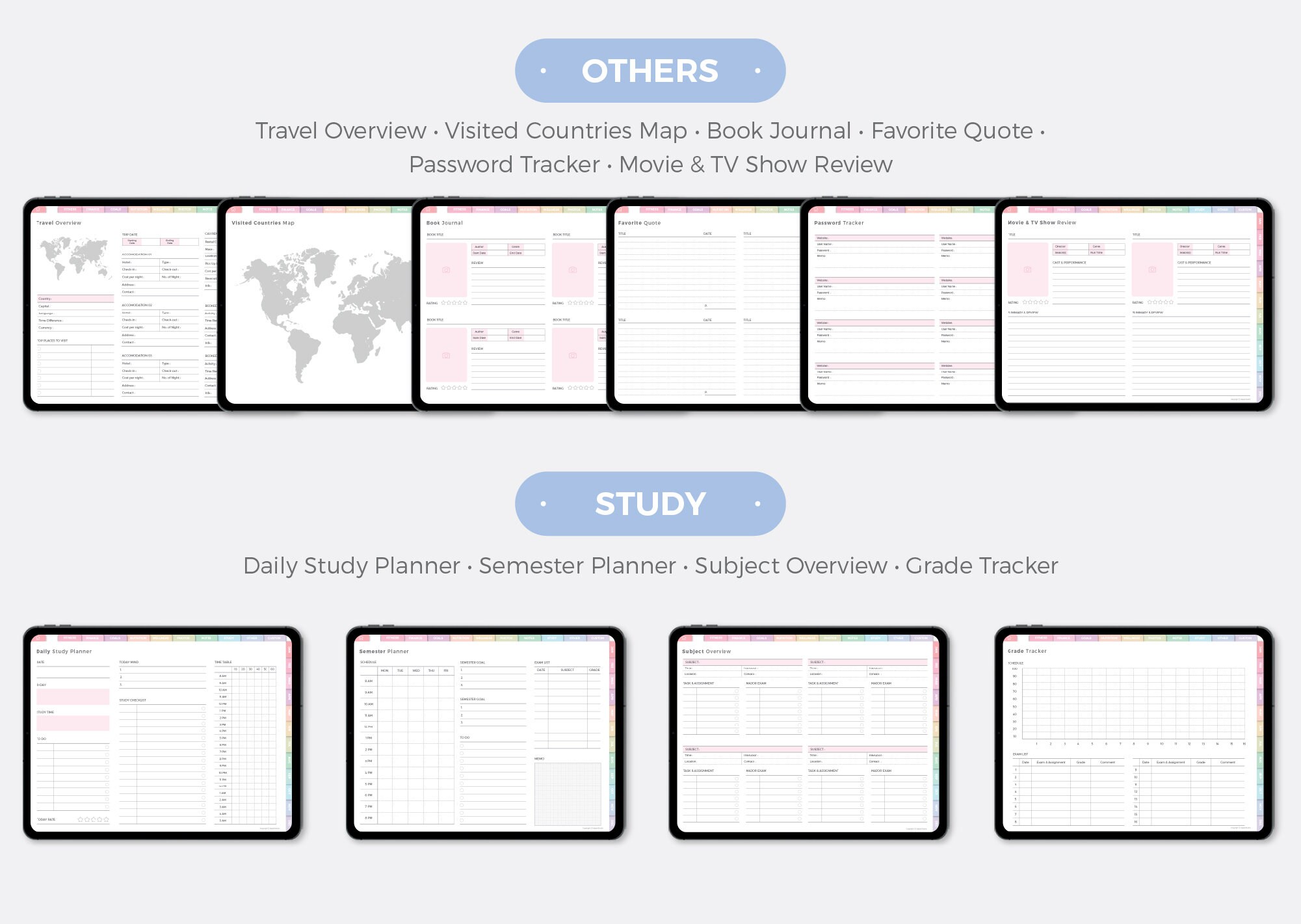 Undated Pastel Digital Planner, Goodnotes Planner, iPad Diary ...