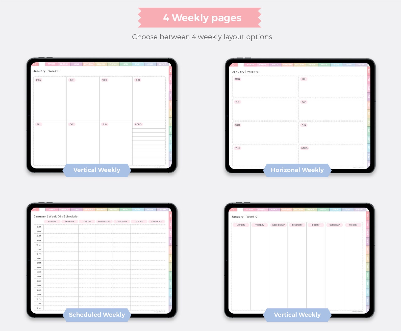 Undated Pastel Digital Planner, Goodnotes Planner, iPad Diary ...