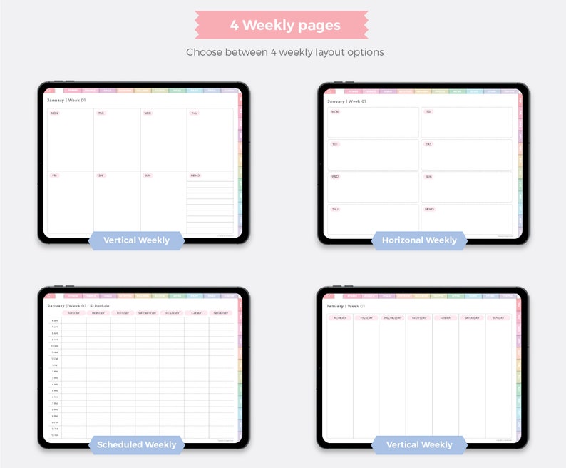 Undated Pastel Digital Planner, Goodnotes Planner, iPad Diary ...