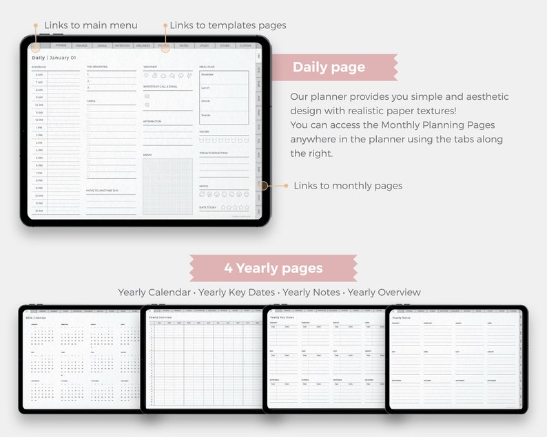 2024 Simple Digital Planner, Goodnotes iPad Paper, Notability Planner ...