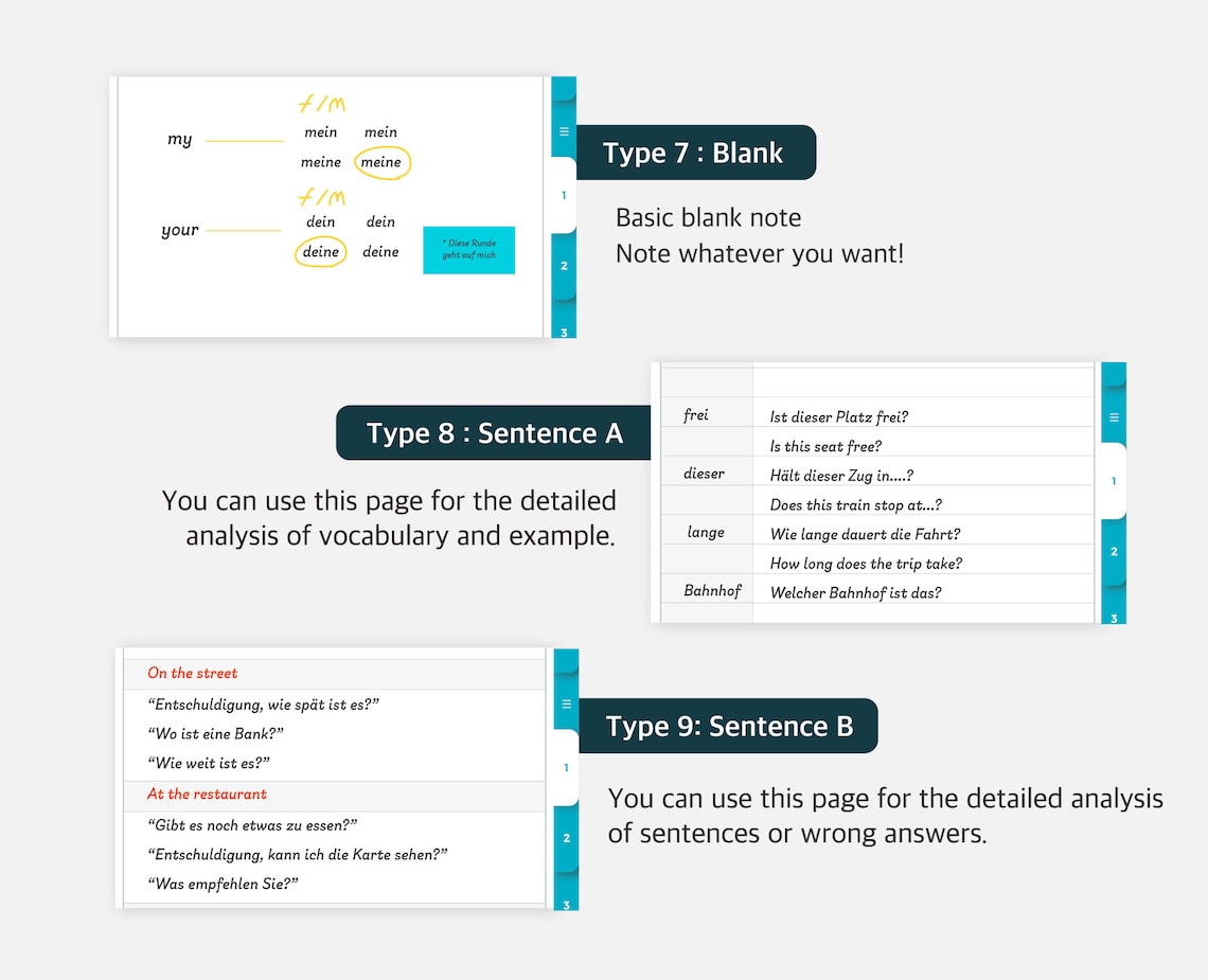 German Study Digital Notebook Words Vocabulary Language - Etsy