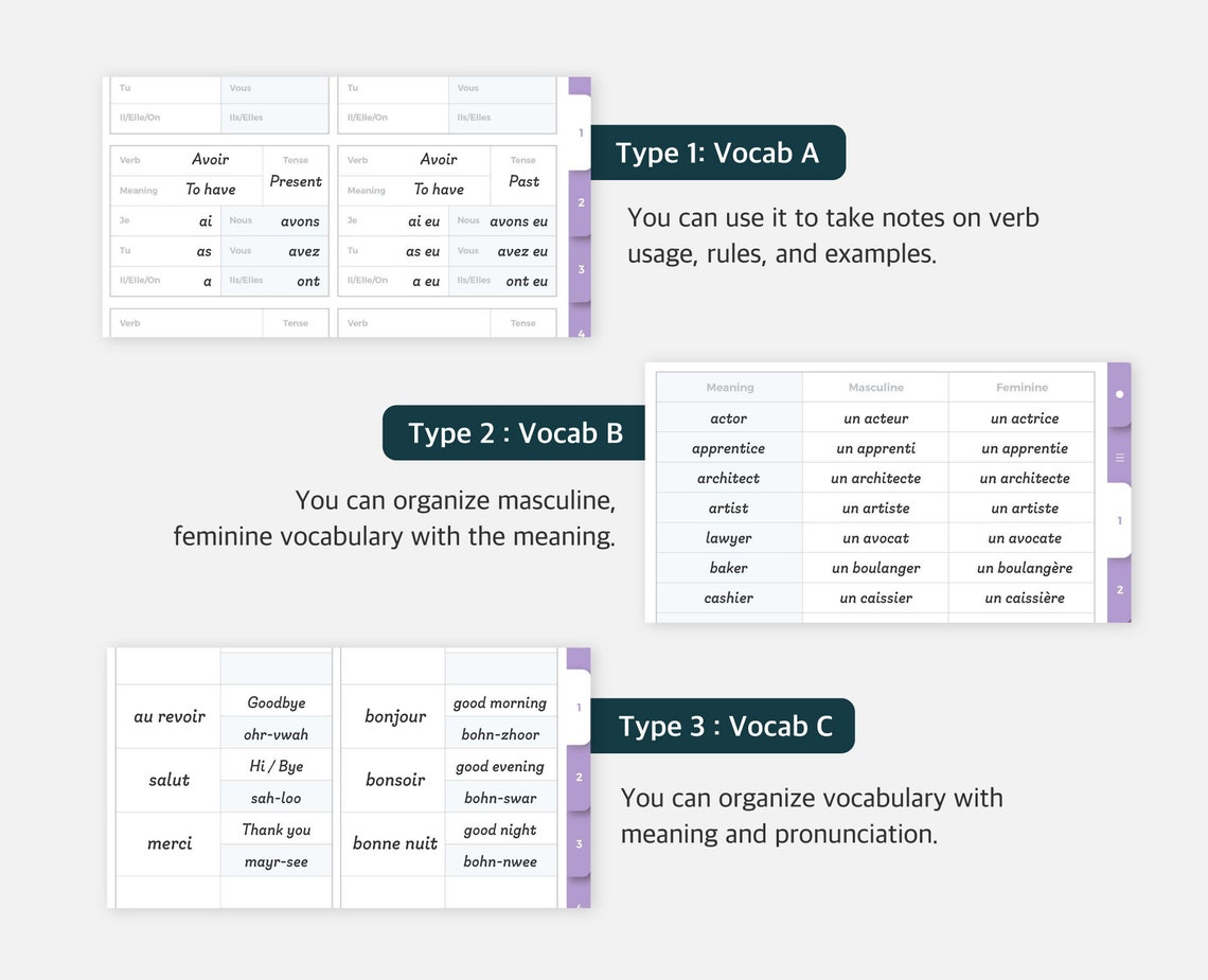 French Study Digital Notebook Printable Student Worksheet - Etsy