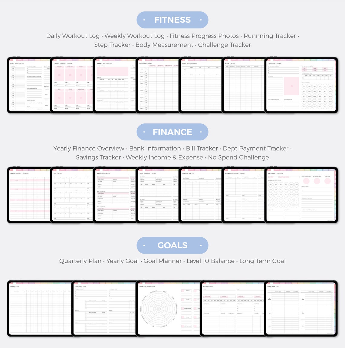 Undated Pastel Digital Planner, Goodnotes Planner, iPad Diary ...