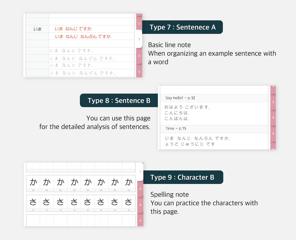 Japanese Study Digital Notebook Words Vocab Language - Etsy