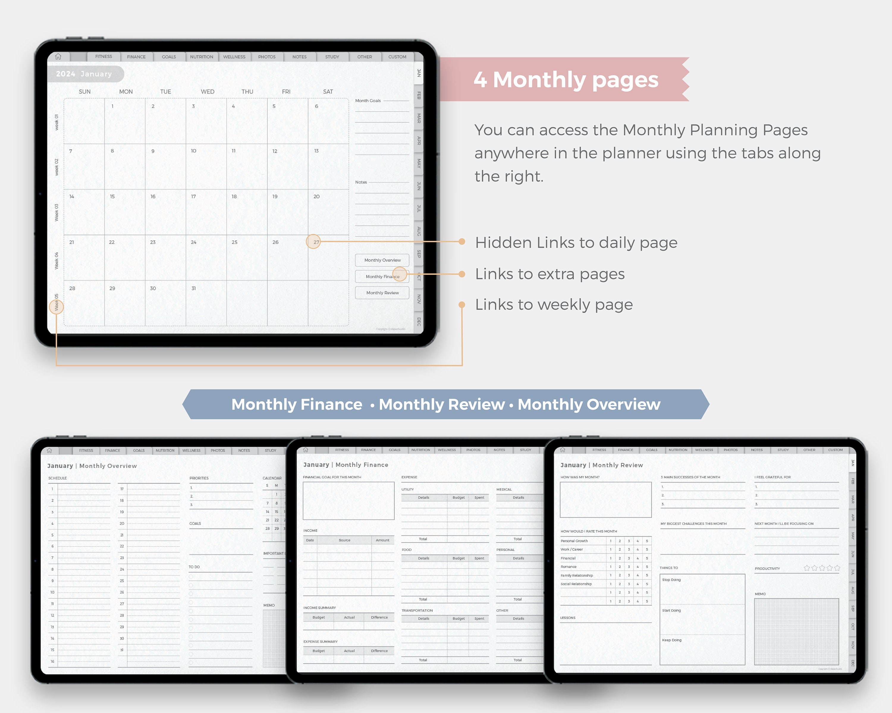 2024 Simple Digital Planner, Goodnotes iPad Paper, Notability Planner ...