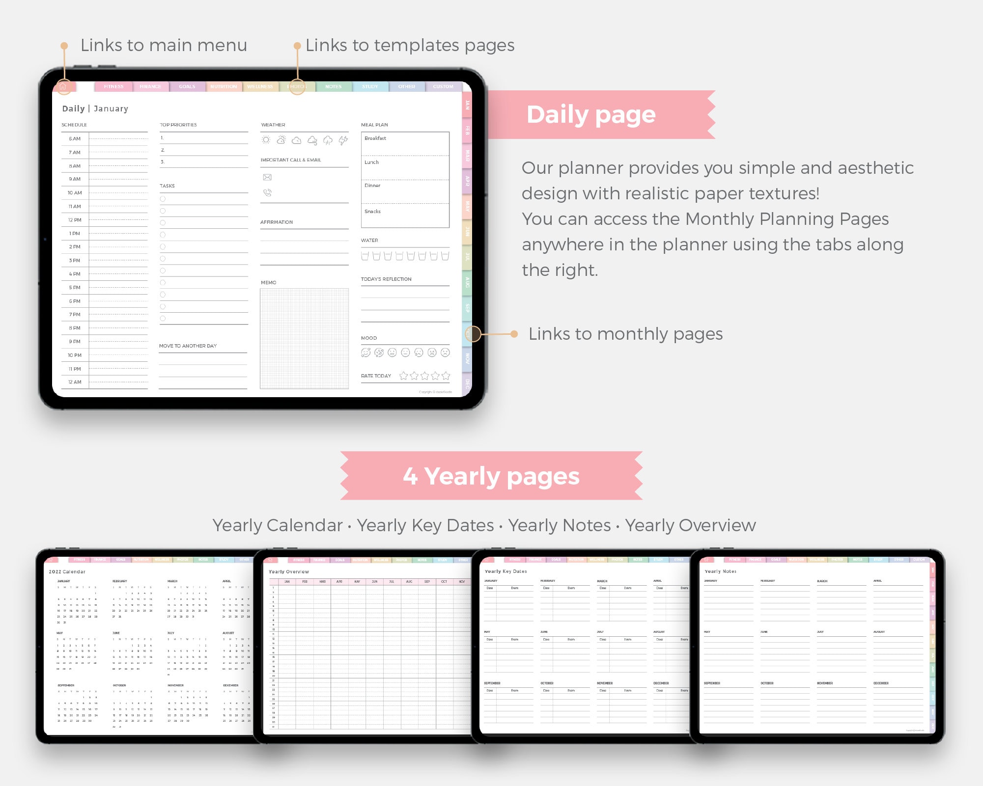 Undated Pastel Digital Planner, Goodnotes Planner, iPad Diary ...
