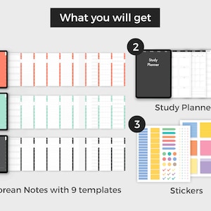 Korean Study Kit | Digital Notebooks + Study Planner + Stickers ...