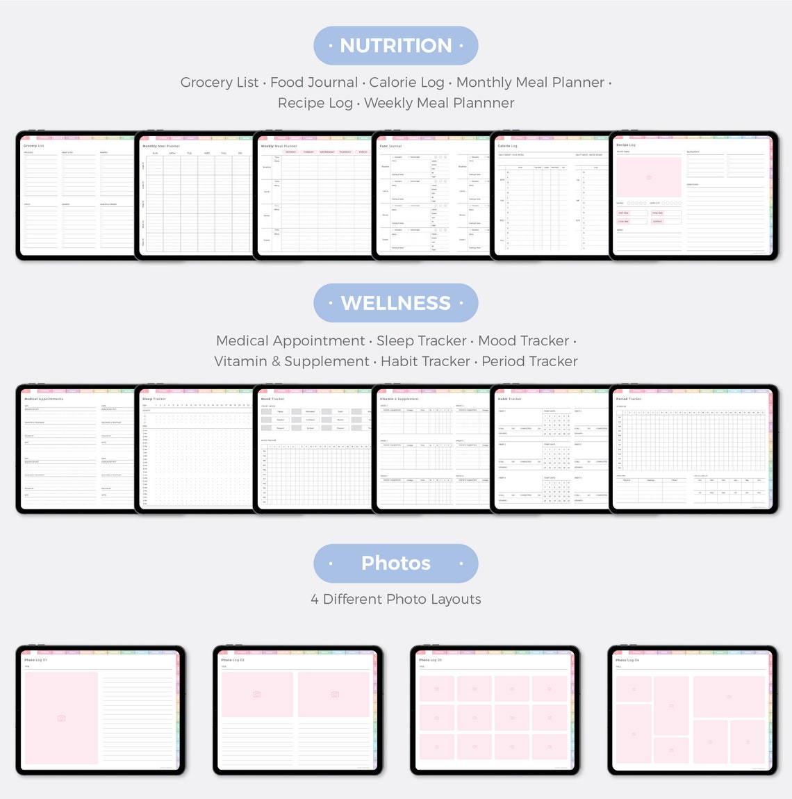 Undated Pastel Digital Planner, Goodnotes Planner, iPad Diary ...