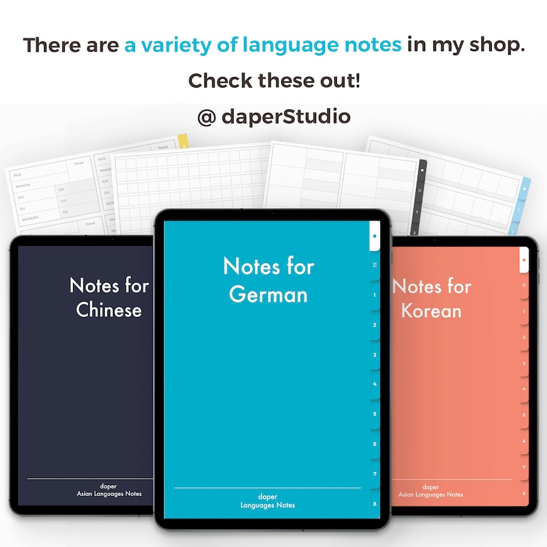 Chinese Study Digital Notebook Words Vocabulary Language - Etsy
