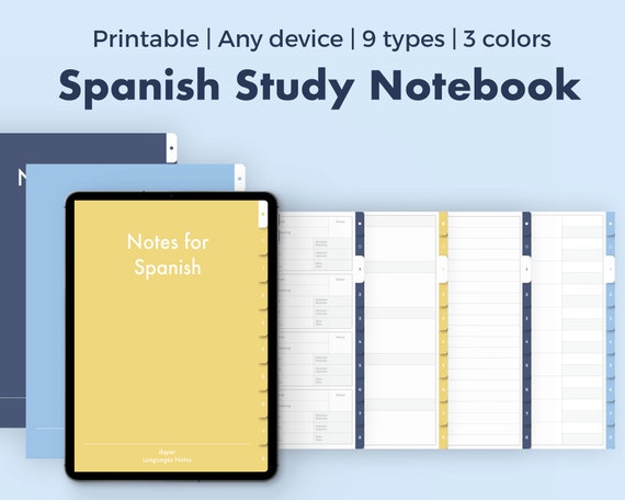 Spanish Study Digital Notebook Words Vocabulary Language | Etsy