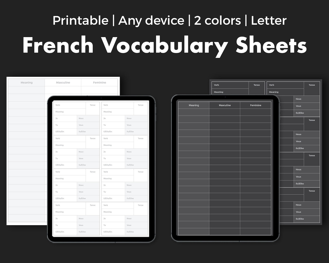 French Vocabulary Printable, Words, Vocab, Language, Student Worksheet ...