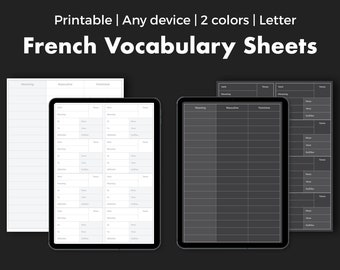 French Study Digital Notebook Printable Student Worksheet | Etsy