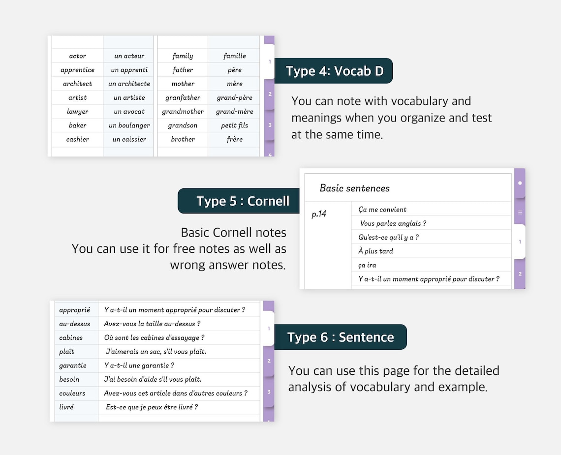 French Study Digital Notebook Printable Student Worksheet - Etsy