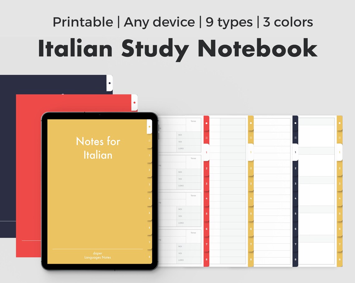 Italian Study Digital Notebook Learn Italian Words - Etsy