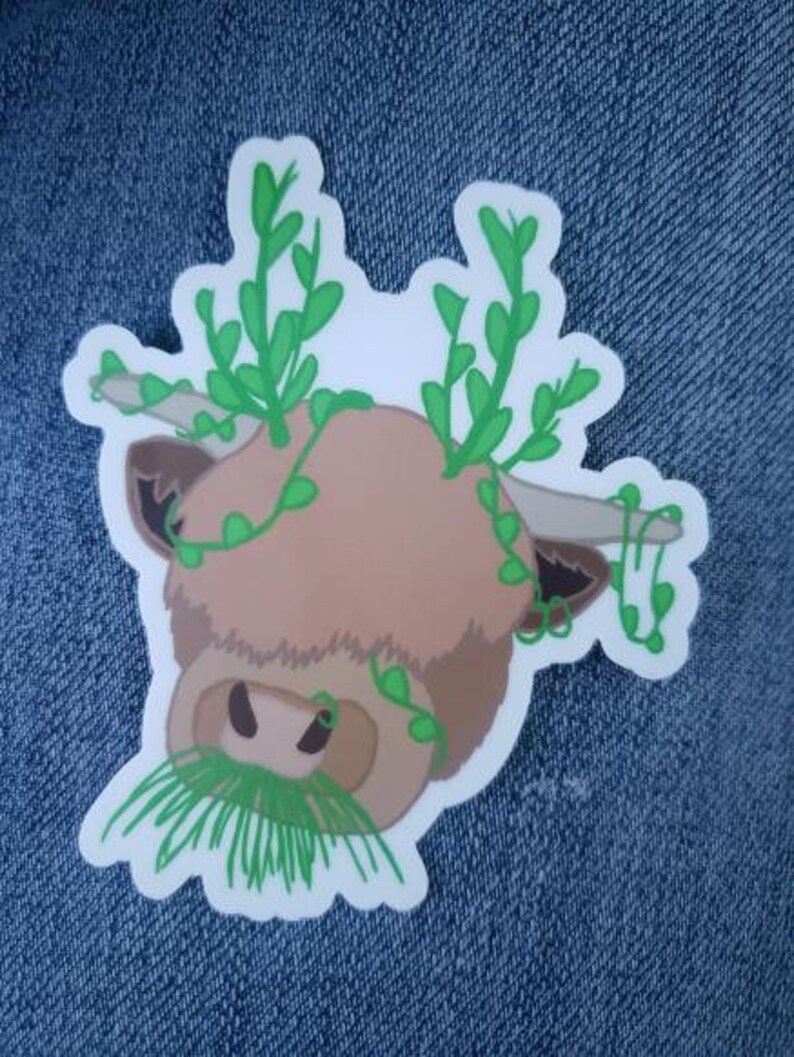 Leafy Cow Sticker | Etsy