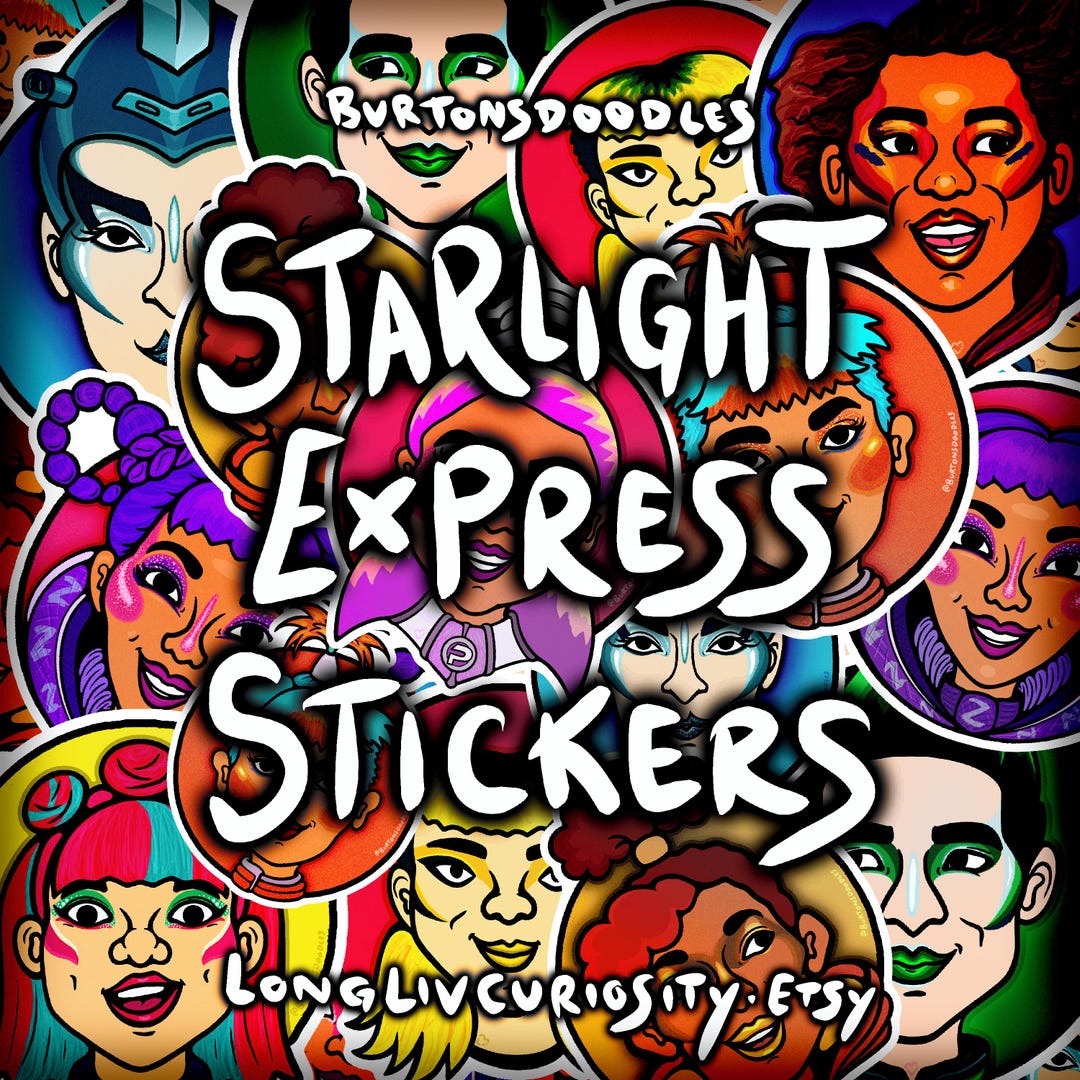 STARLIGHT EXPRESS Stickers - Burtonsdoodles - Character Stickers ...