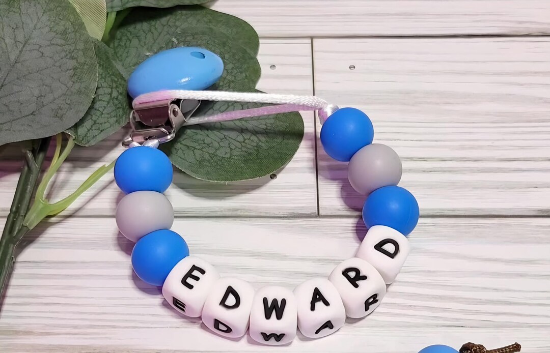Personalized Beaded Pacifier Clip, Silicone Baby Shower Gift - Etsy