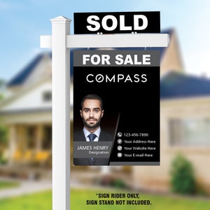 Compass Custom Aluminum Real Estate Sign Panel & Rider, 18”X24” Thick ...