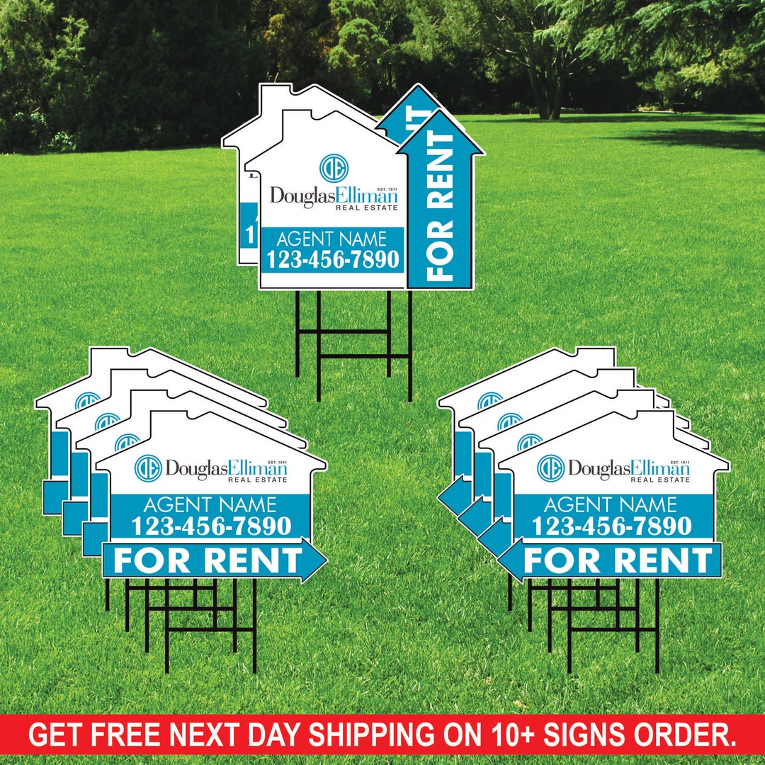 10 Pack Douglas Elliman Custom for Rent Arrow Yard Sign, 2 Sided Add ...