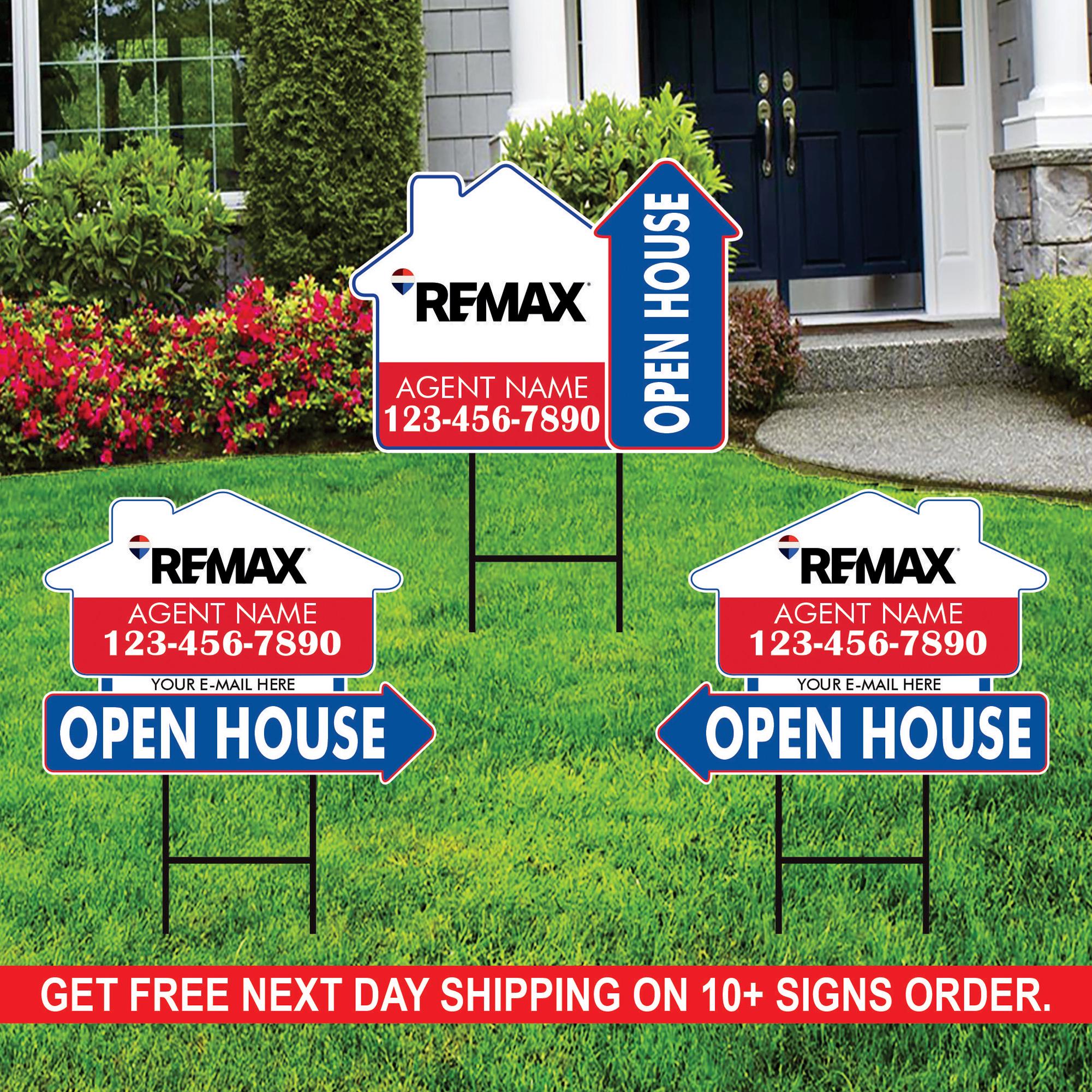 10 Pack Remax Custom Open House Arrow Yard Sign, 2 Sided Add Your Text ...