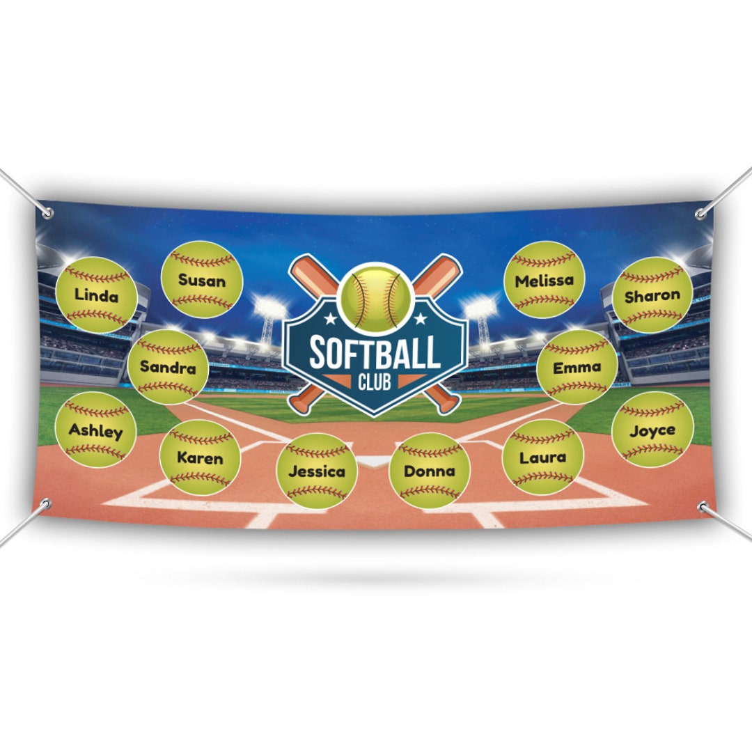 Custom SOFTBALL Team Banner - 13 Oz Waterproof Player Names, School ...