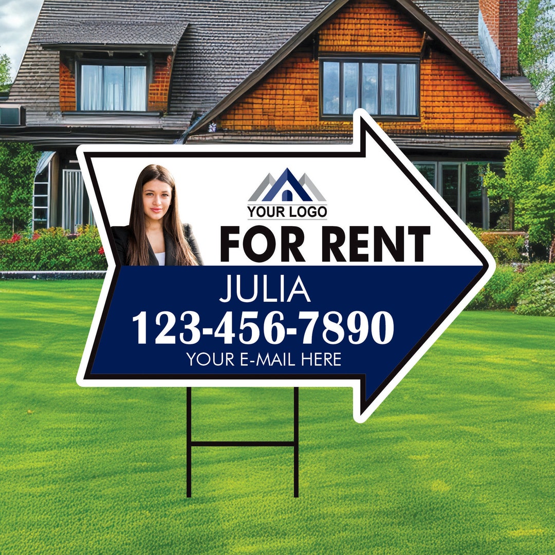 Custom for Rent Arrow Yard Sign 18" X 24", 2 Sided Add Your Text, Logo ...