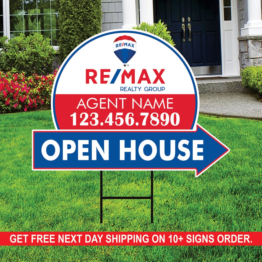 Remax Realty Open House Arrow Shaped Yard Signs 18" X 24", 2 Sided ...
