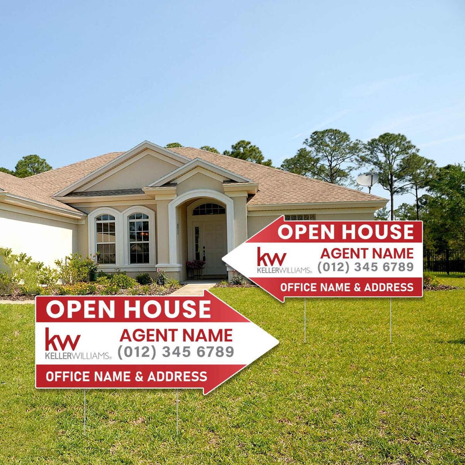2 Pack Keller Williams Open House Arrow Shaped Yard Signs - Etsy
