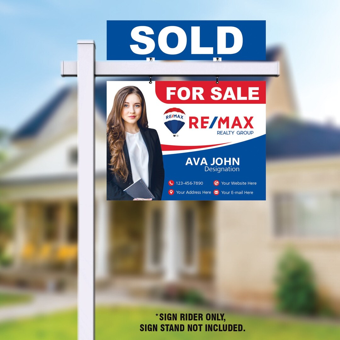 Remax Custom Aluminum Real Estate Sign Panel & Rider - 24”X18” Thick ...