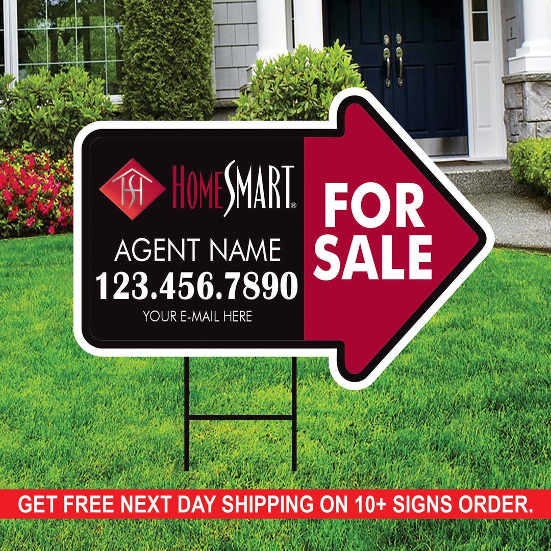 Homesmart for Sale Arrow Shaped Yard Signs 18" X 24", 2 Sided Coroplast ...