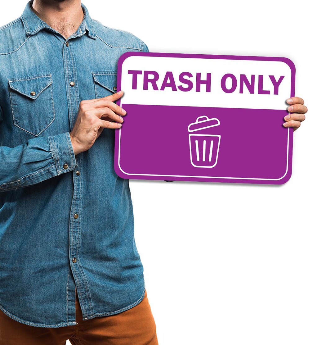 Aluminum Trash Only Sign - Durable Metal Litter Signage With Easy Wall ...