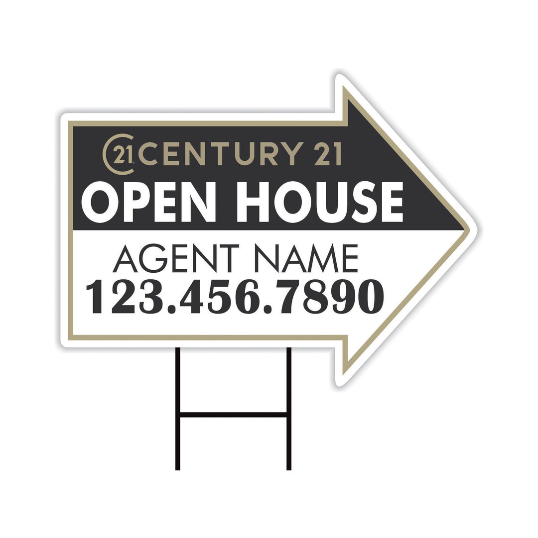 Century 21 Open House Arrow Shaped Yard Signs 18 X 24, 2 Sided ...