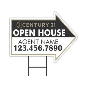 Century 21 Open House Arrow Shaped Yard Signs 18 X 24, 2 Sided ...