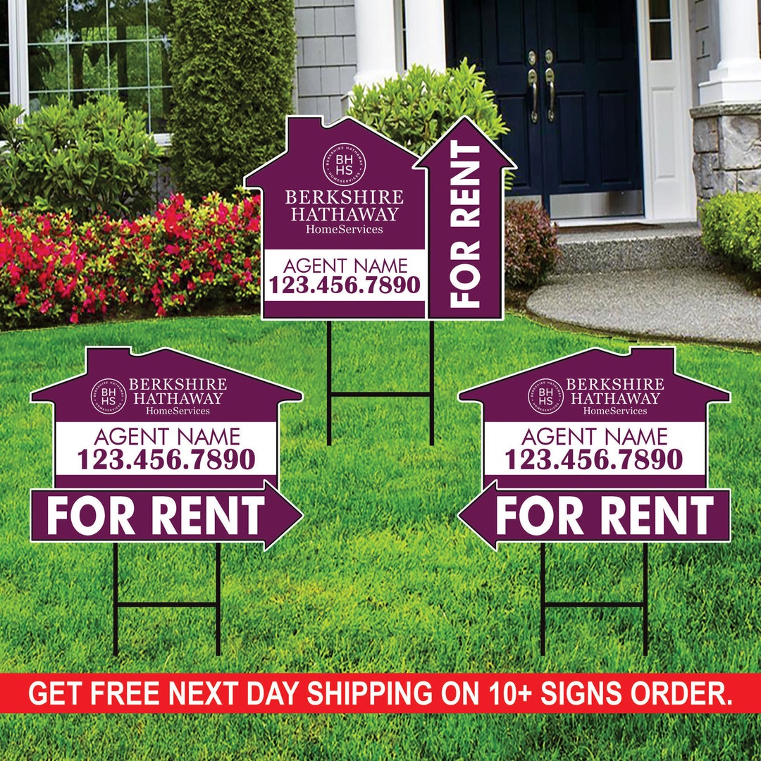 10 Pack Berkshire Hathaway Custom for Rent Arrow Yard Sign 2 Sided Add ...