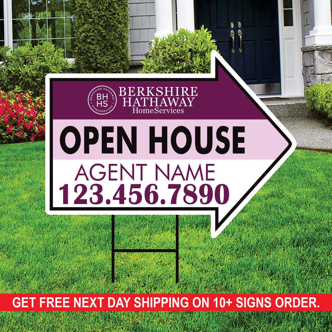 Berkshire Hathaway Open House Arrow Shaped Yard Signs 18" X 24", 2 ...