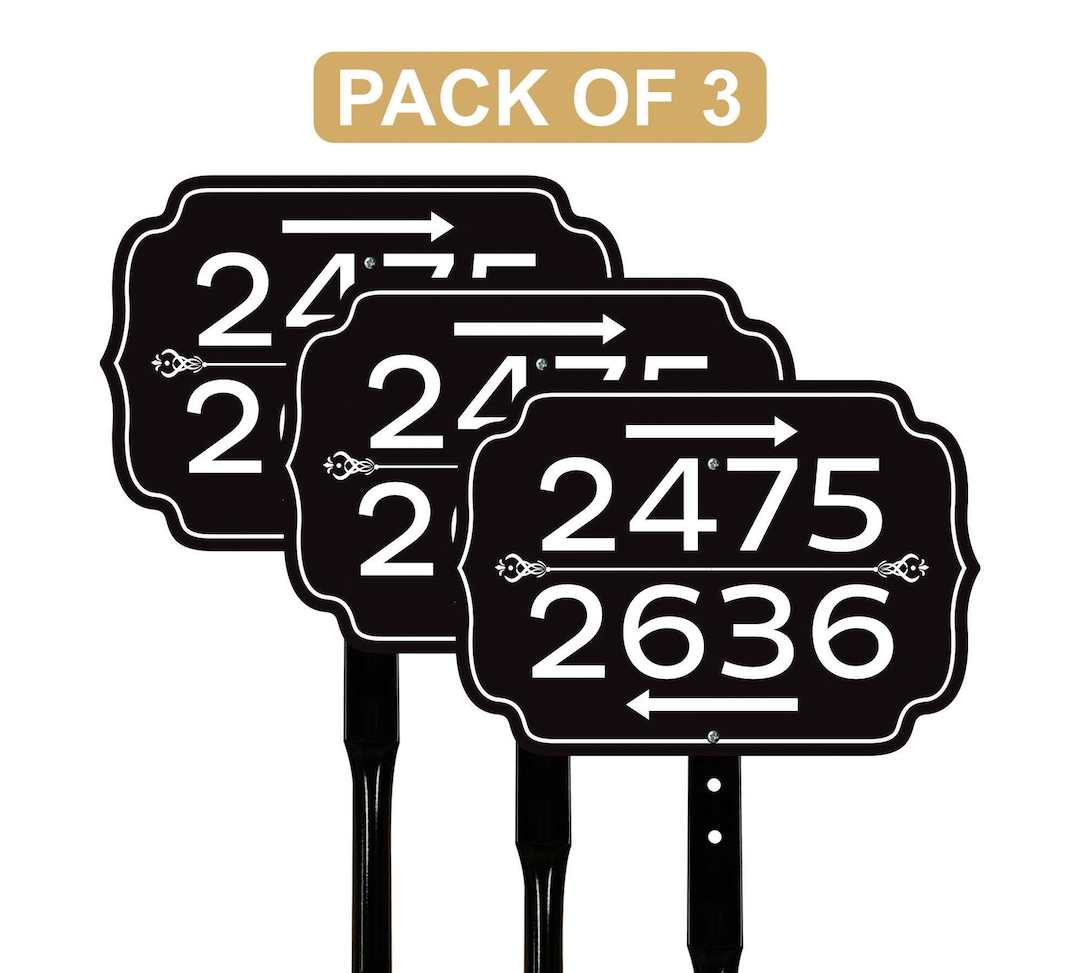 3 Pack Custom House Number Yard Sign With Arrows, Multiple Address ...