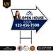Custom Open House Arrow Yard Sign 18" X 24", 2 Sided Add Your Text ...