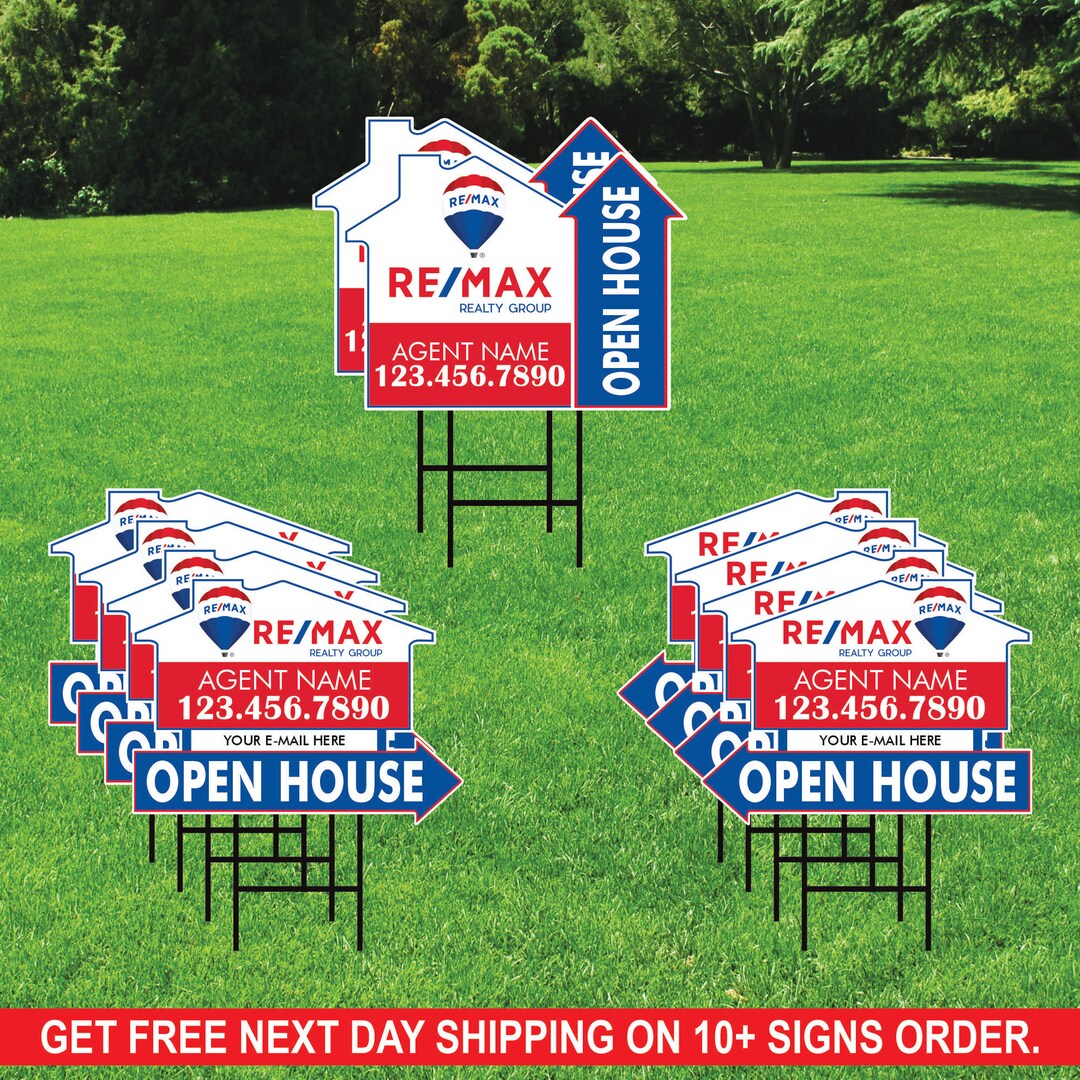 10 Pack Remax Custom Open House Arrow Yard Sign, 2 Sided Add Your Text ...