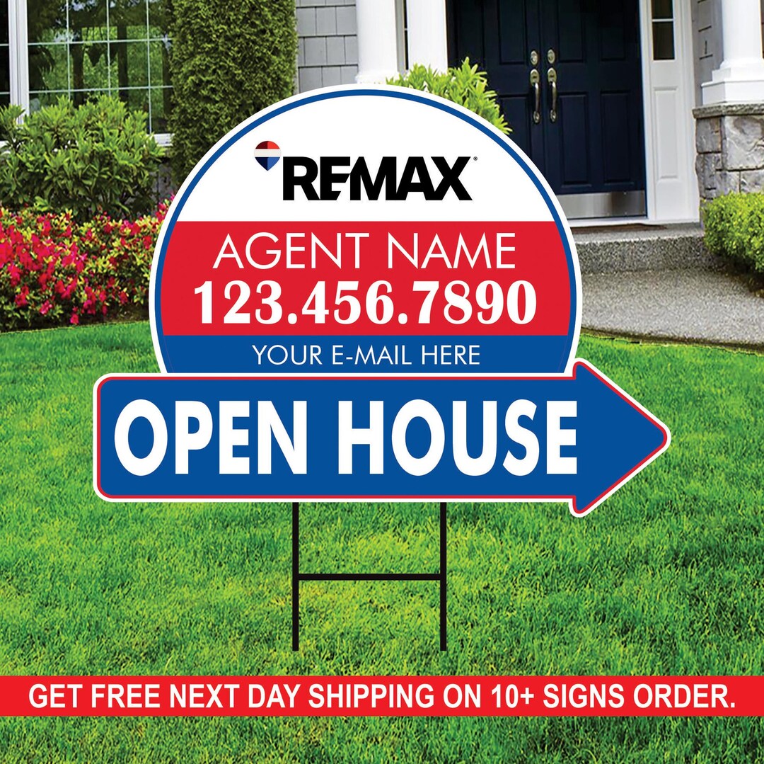 Remax Realty Open House Arrow Shaped Yard Signs 18" X 24", 2 Sided ...
