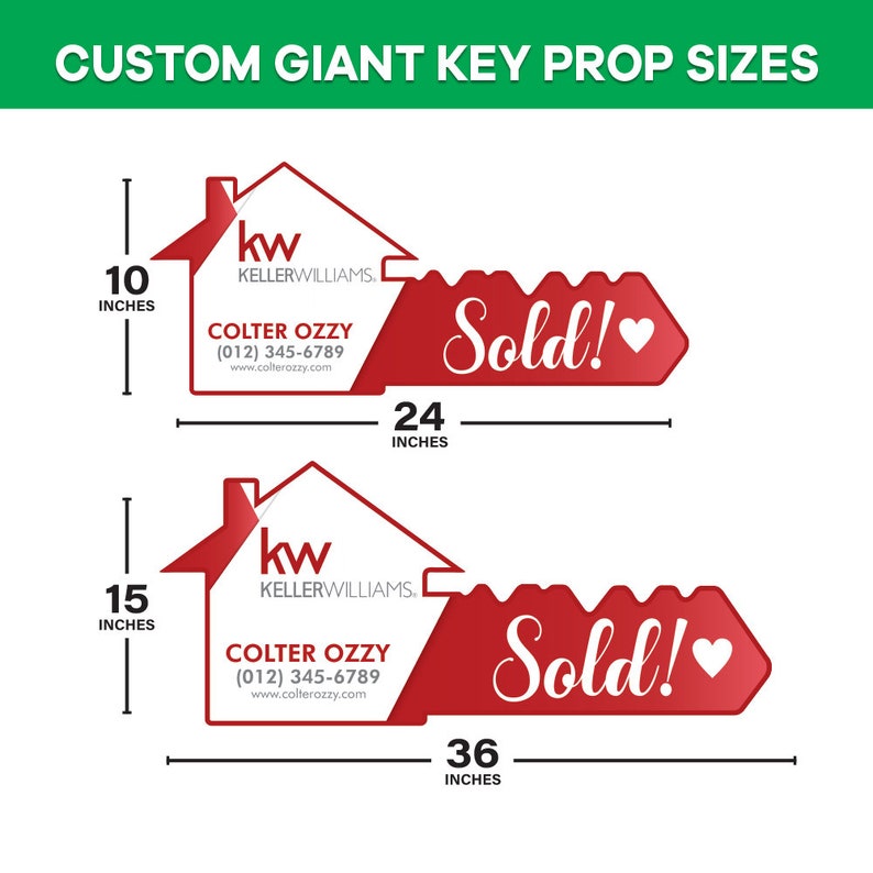 Keller Williams Personalized Real Estate Marketing Key Cutout Sign ...