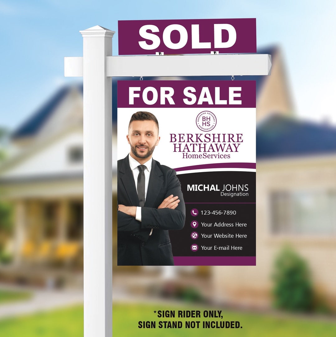Berkshire Custom Aluminum Real Estate Sign Panel & Rider, 18”X24” Thick ...