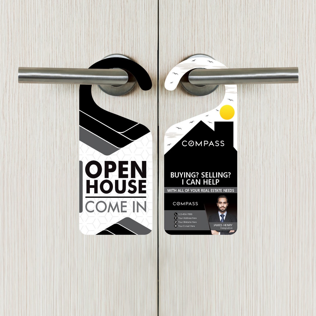 COMPASS Custom Real Estate Door Hanger, Personalized Realtor Doorknob ...