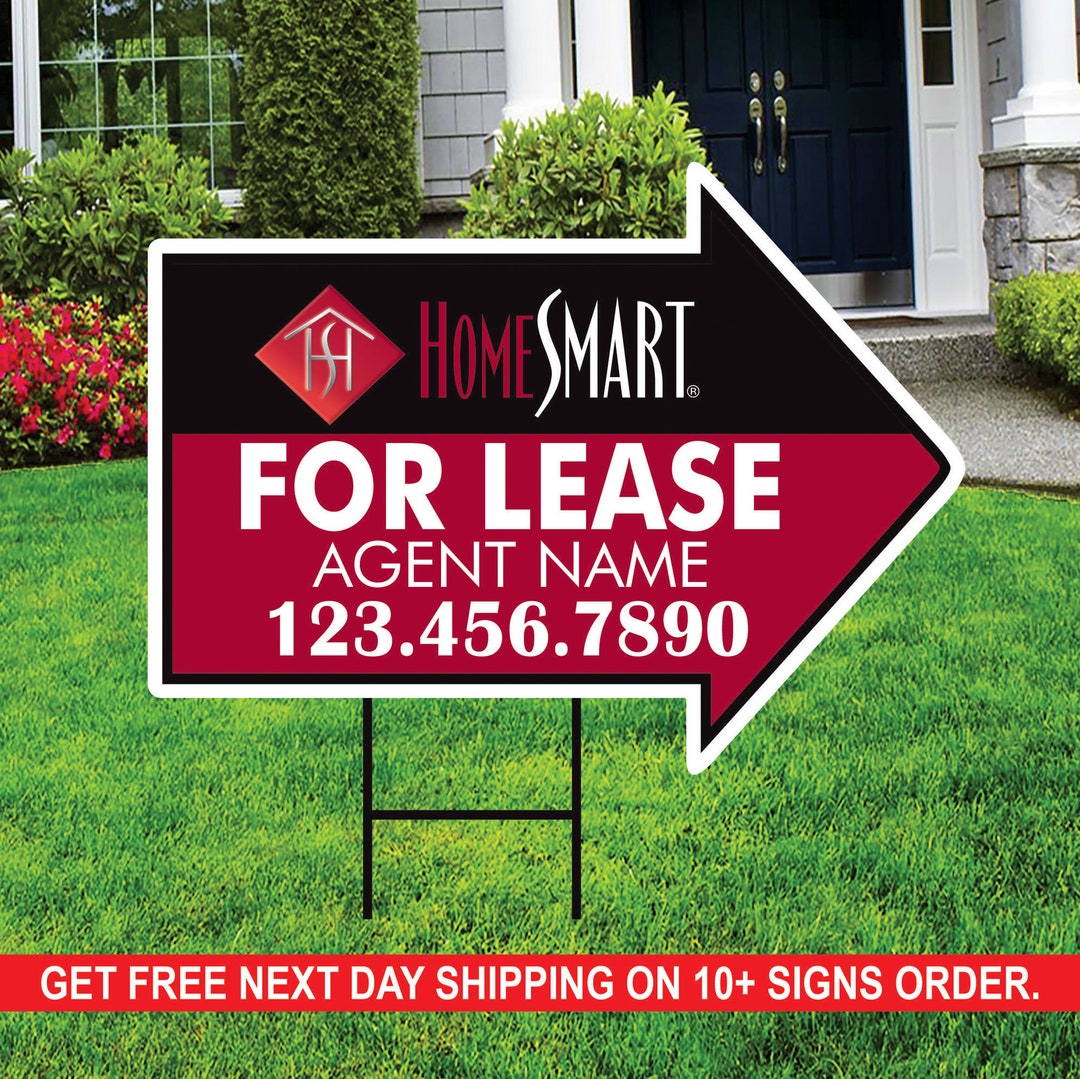 Homesmart for Lease Arrow Shaped Yard Signs 18" X 24", 2 Sided ...