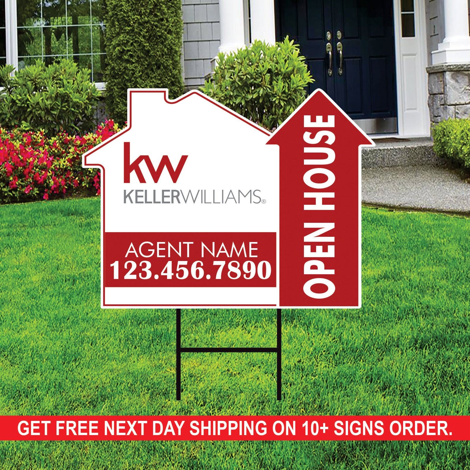 10 Pack Keller Williams Custom Open House Arrow Yard Sign, 2 Sided Add ...