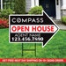 COMPASS Open House Arrow Shaped Yard Signs 18 X 24, 2 Sided Coroplast ...